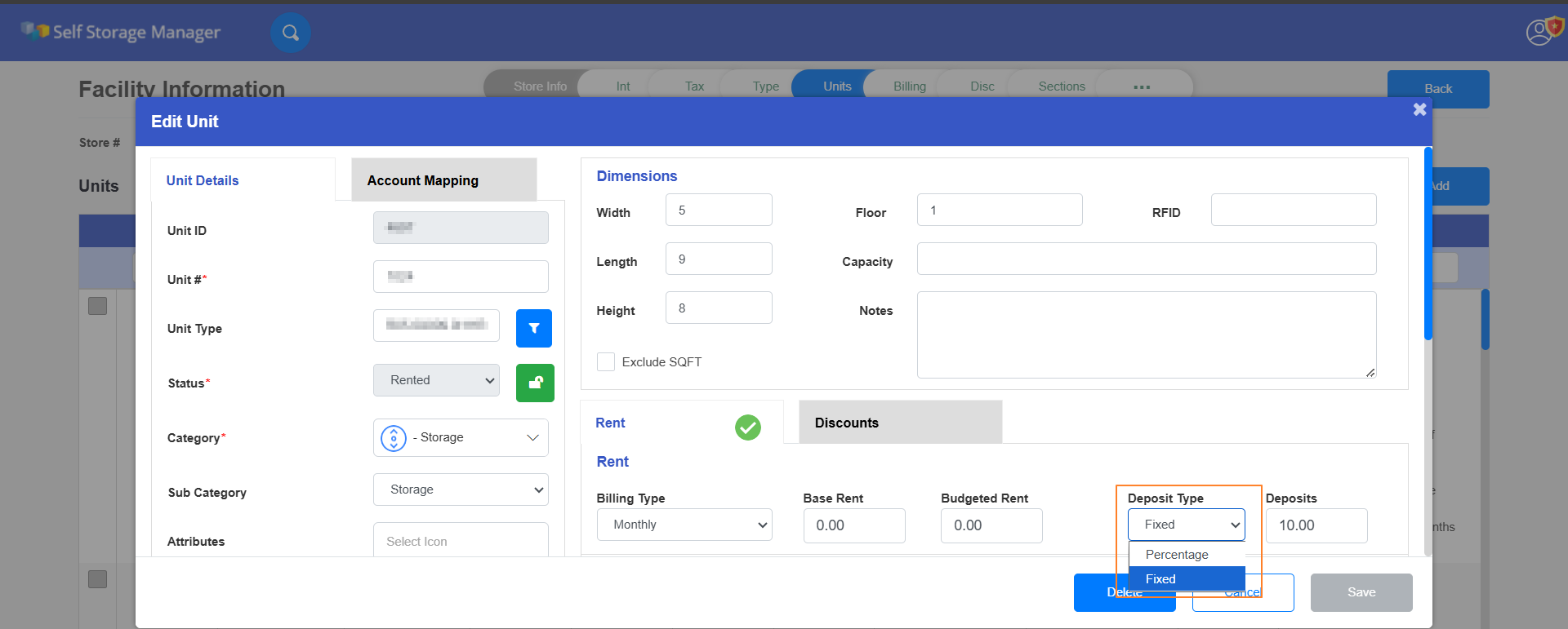 The “Percentage” option will allow forinput of a value between 0 and 100.